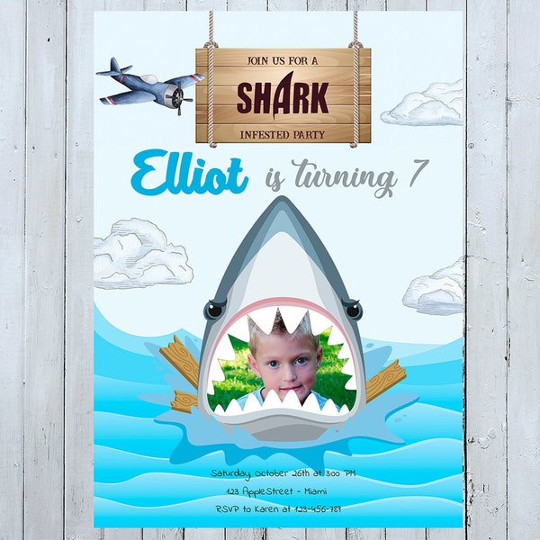 Shark Bite Invite - Etsy