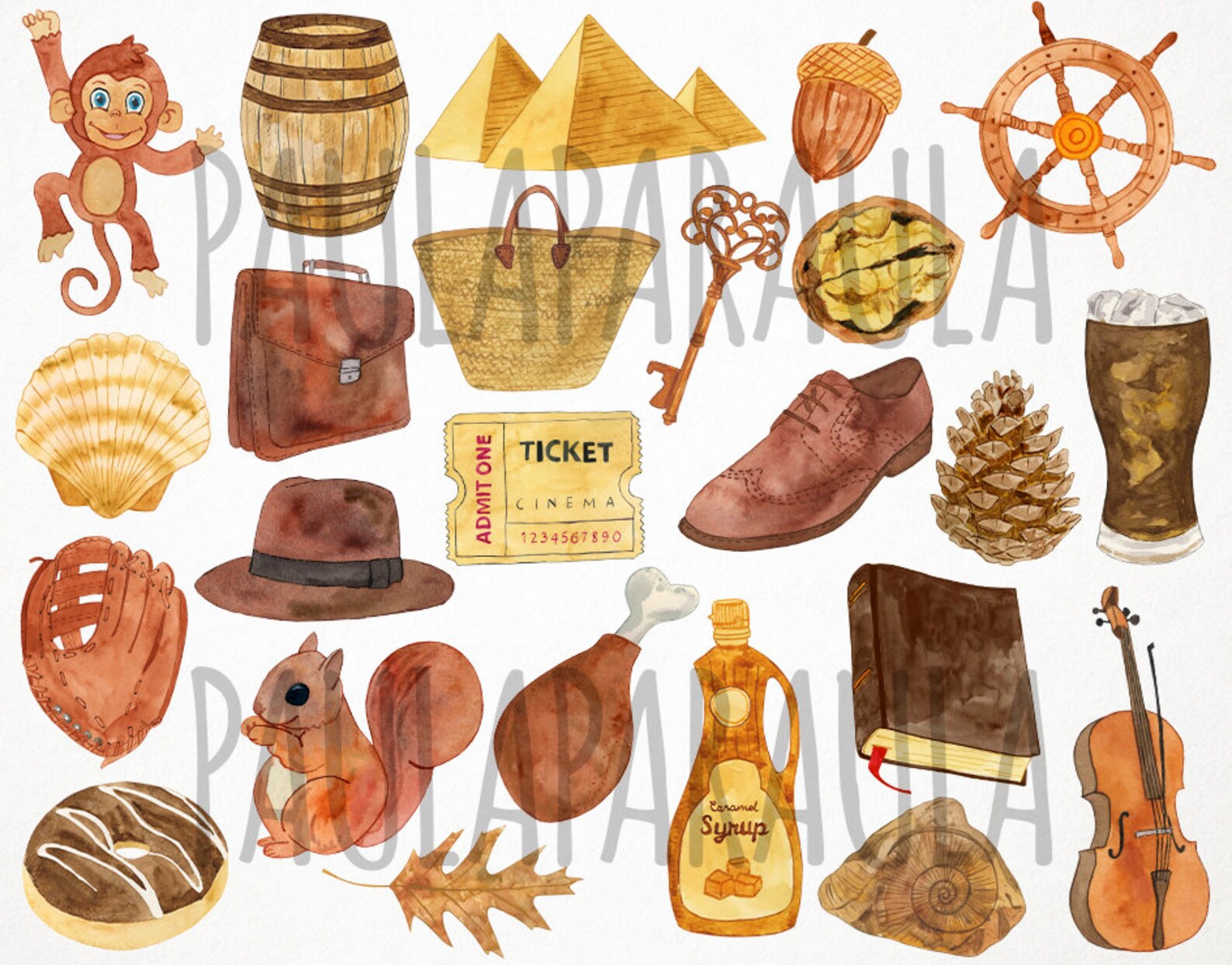 Watercolor Brown Clipart, Brown Color Clipart, Brown Objects Clipart ...