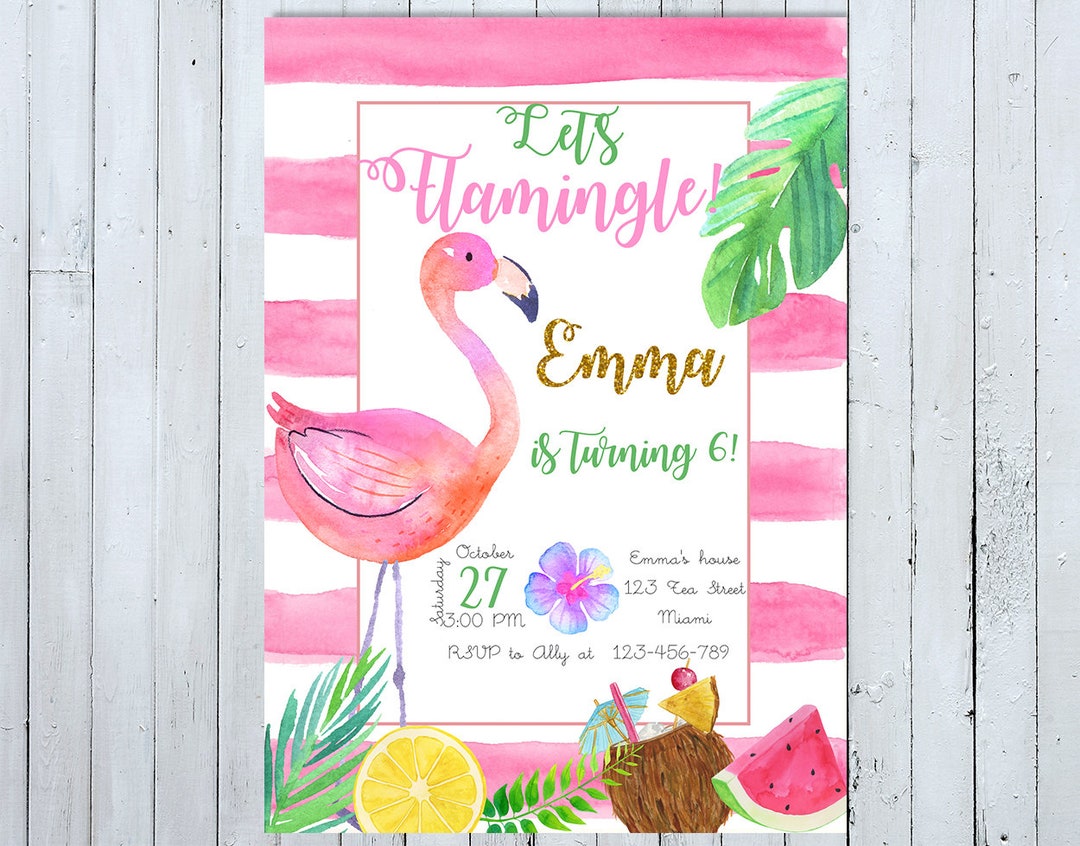 Flamingo Invitation, Flamingo Birthday Invitation, Flamingo Party, Let ...