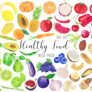 Food Clipart, Fruit Clipart, Watercolor Clipart, Vegetable Clipart ...