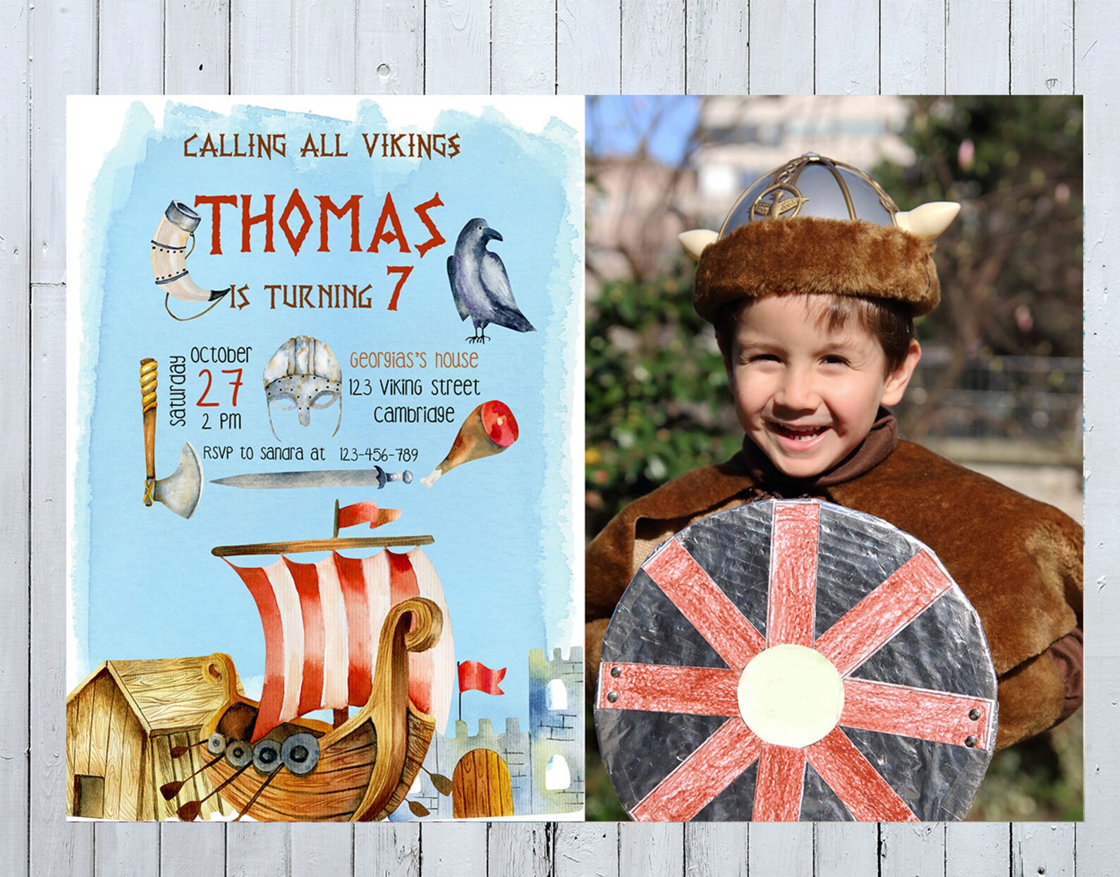 Viking Invitation With Photo Viking Birthday Invite With - Etsy