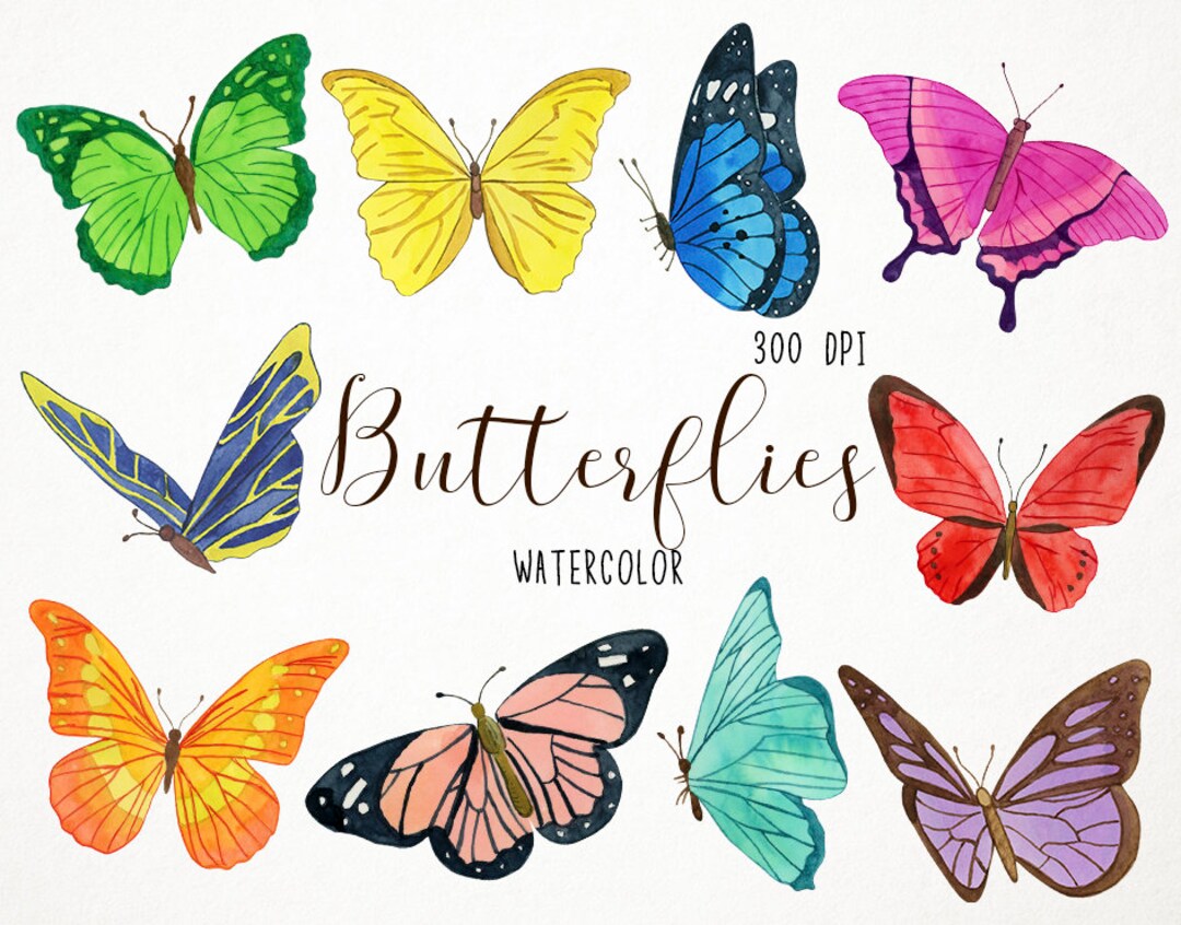 Watercolor Butterflies Clipart, Butterflies Clip Art, Hand Painted ...
