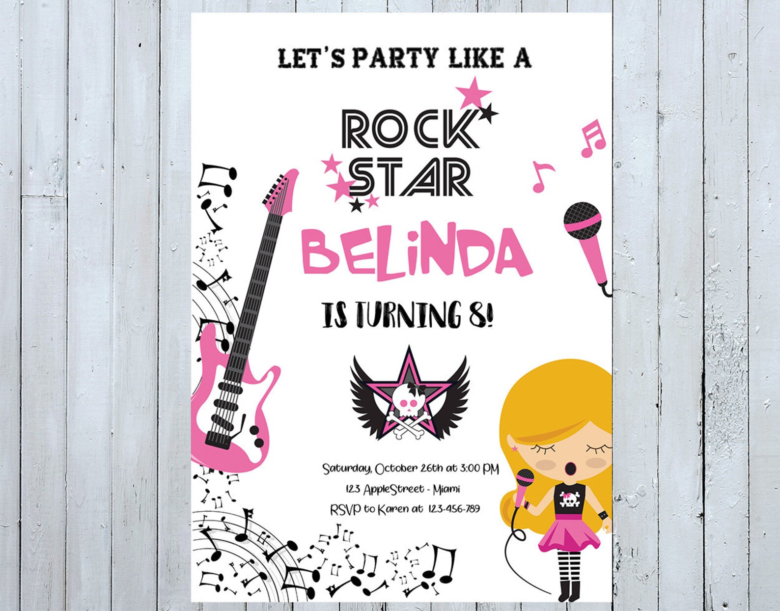 Rockstar Birthday Invitation, Rockstar Invitation, Rockstar Invite ...