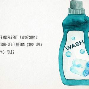 Watercolor Laundry Clipart, Cleaning Clipart, Housework Clipart, Chores ...