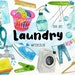 Watercolor Laundry Clipart, Cleaning Clipart, Housework Clipart, Chores ...