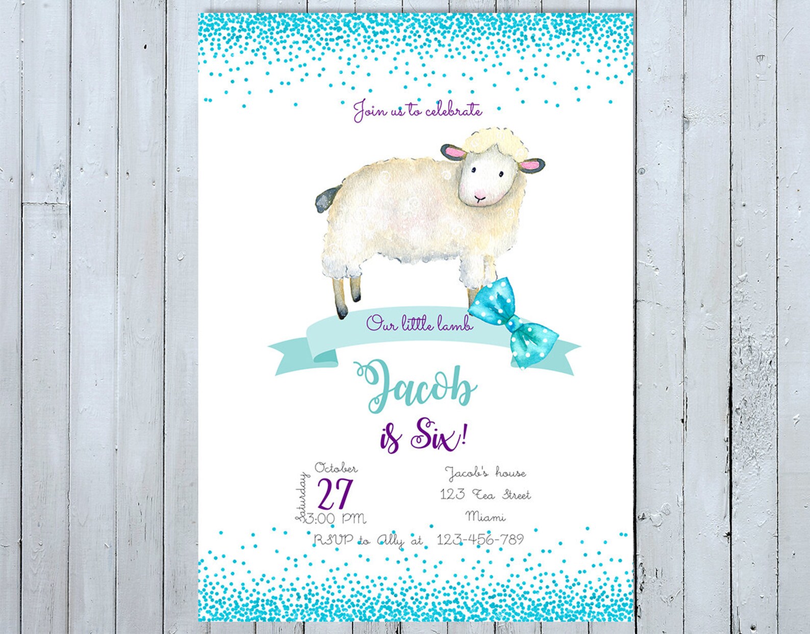 Sheep Birthday Invitation, Sheep Invitation, Sheep Invite, Lamb ...