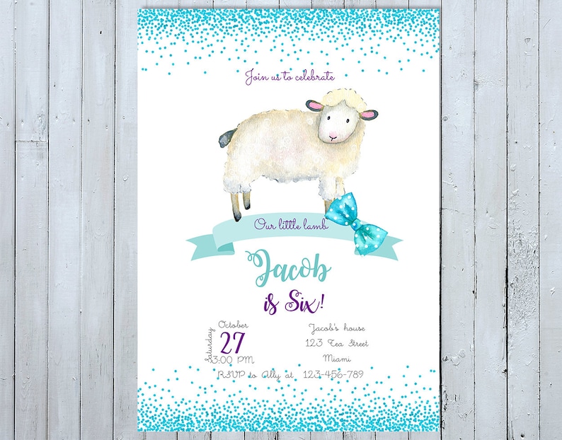 Sheep Birthday Invitation, Sheep Invitation, Sheep Invite, Lamb ...