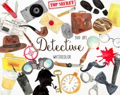 Watercolor Detective Clipart Detective Graphics Private - Etsy