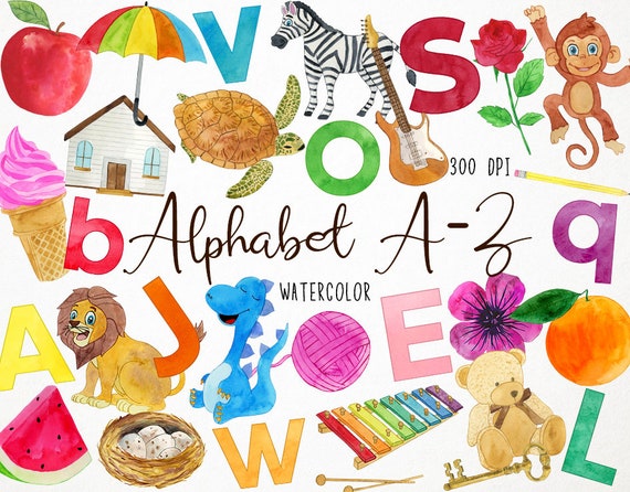 Watercolor Alphabet Clipart Alphabet A-Z Clipart Alphabet - Etsy