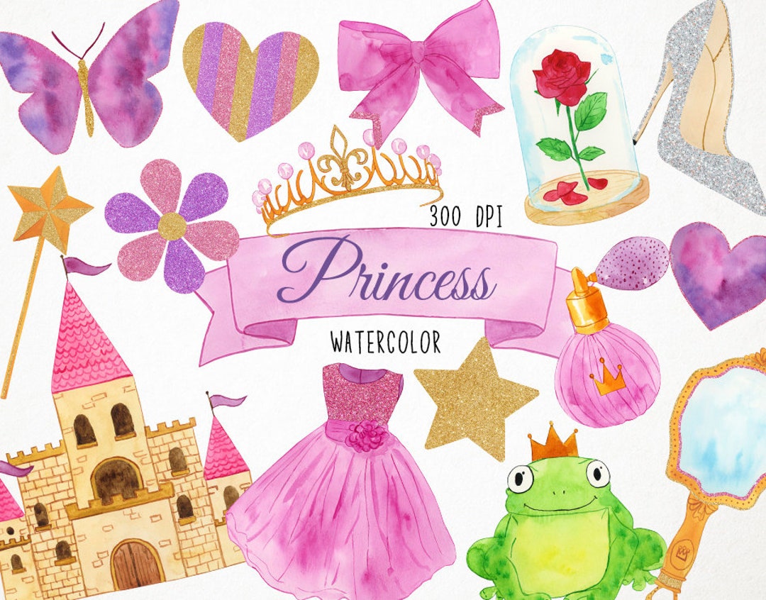Princess Clipart Watercolor Princess Clipart Princess - Etsy