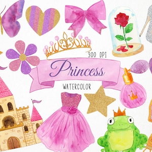Princess Clipart, Watercolor Princess Clipart, Princess Watercolor ...