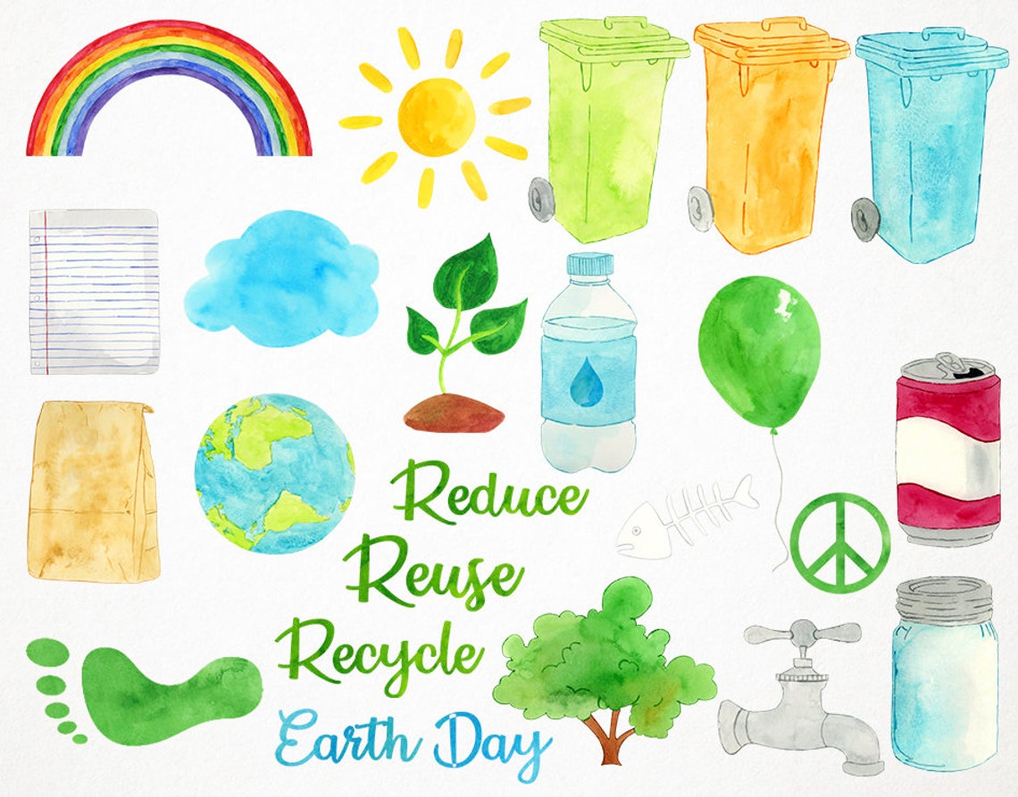 Earth Day Clipart Recycle Clipart Rainbow Clipart | Etsy