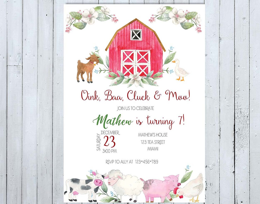 Farm Invitation, Farmer Invitation, Farmhouse Invitation, Farmyard ...
