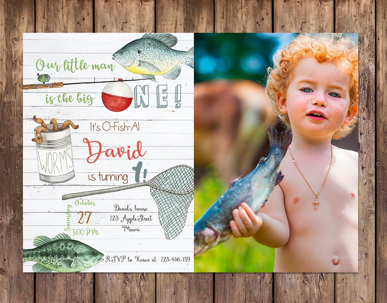 Fishing Invitation with Photo Fishing Birthday Invitation | Etsy