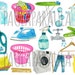 Watercolor Laundry Clipart, Cleaning Clipart, Housework Clipart, Chores ...