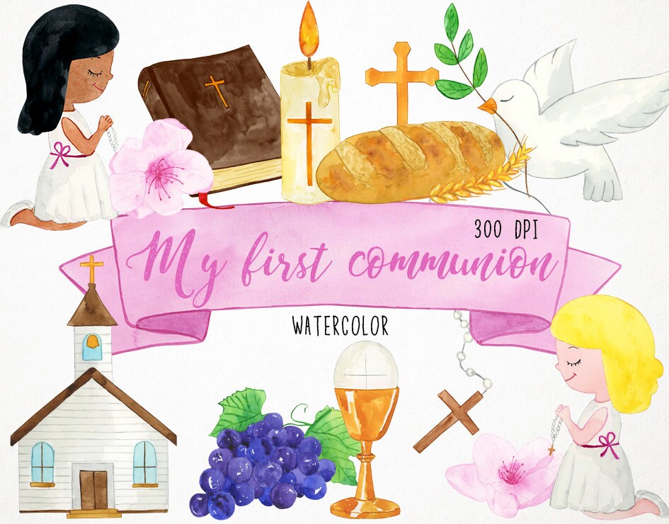 Girl First Communion Clipart First Communion Girl Clipart | Etsy