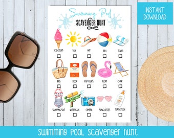 Swimming Pool Scavenger Hunt Printable Swimming Pool Games Camping ...