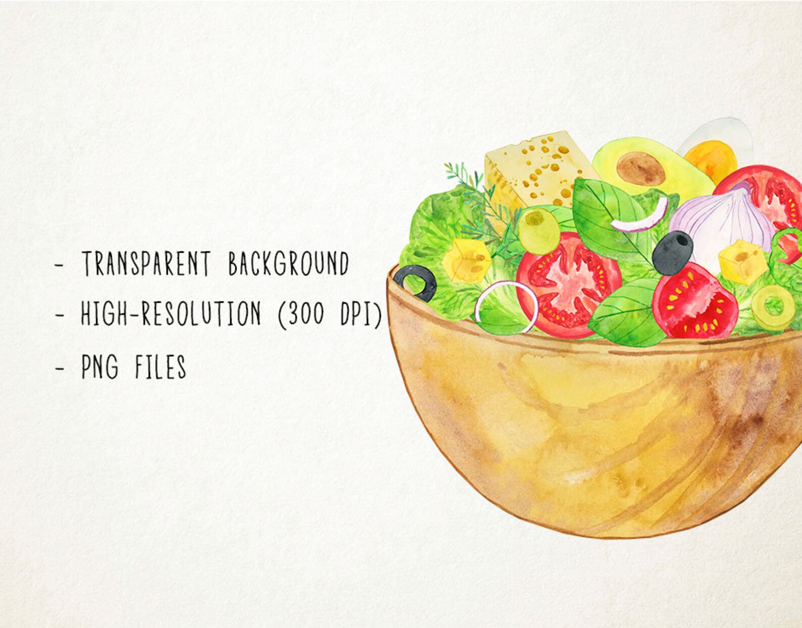 Watercolor Salad Clipart Salad Ingredients Clipart Healthy | Etsy