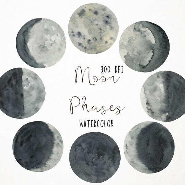 Watercolor Moon - Etsy
