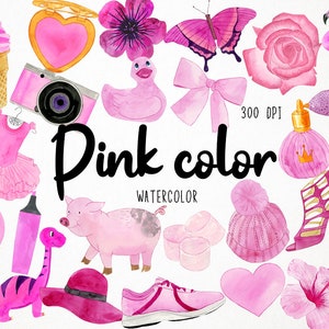Watercolor Pink Clipart, Pink Color Clipart, Pink Objects Clipart, Pink ...