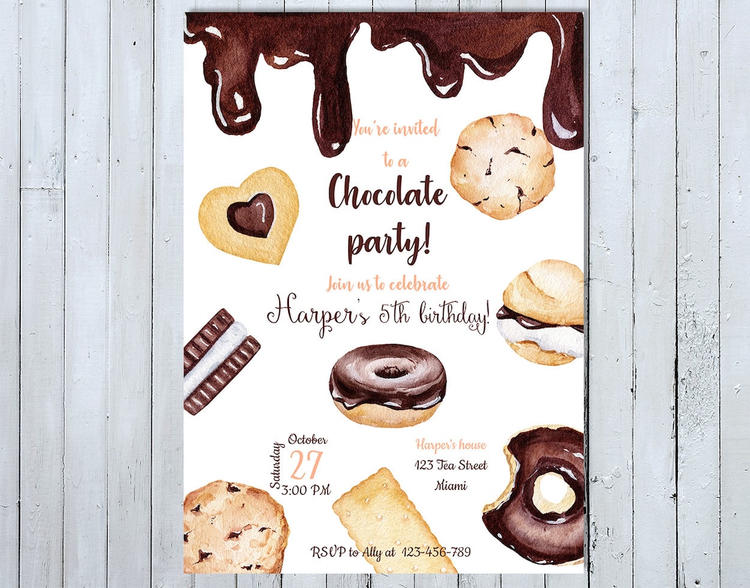 Chocolate Party Invitation, Chocolate Invitation, Chocolate Birthday ...