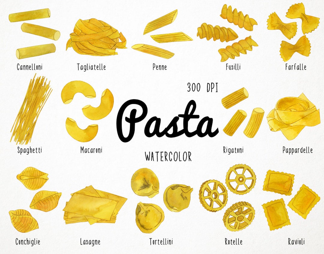 Watercolor Pasta Clipart, Italian Pasta Clipart, Italian Food Clipart ...