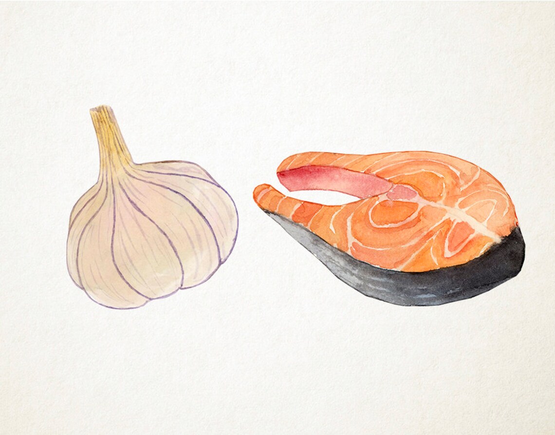 Watercolor Fresh Food Clipart, Organic Food Clipart, Healthy Food ...