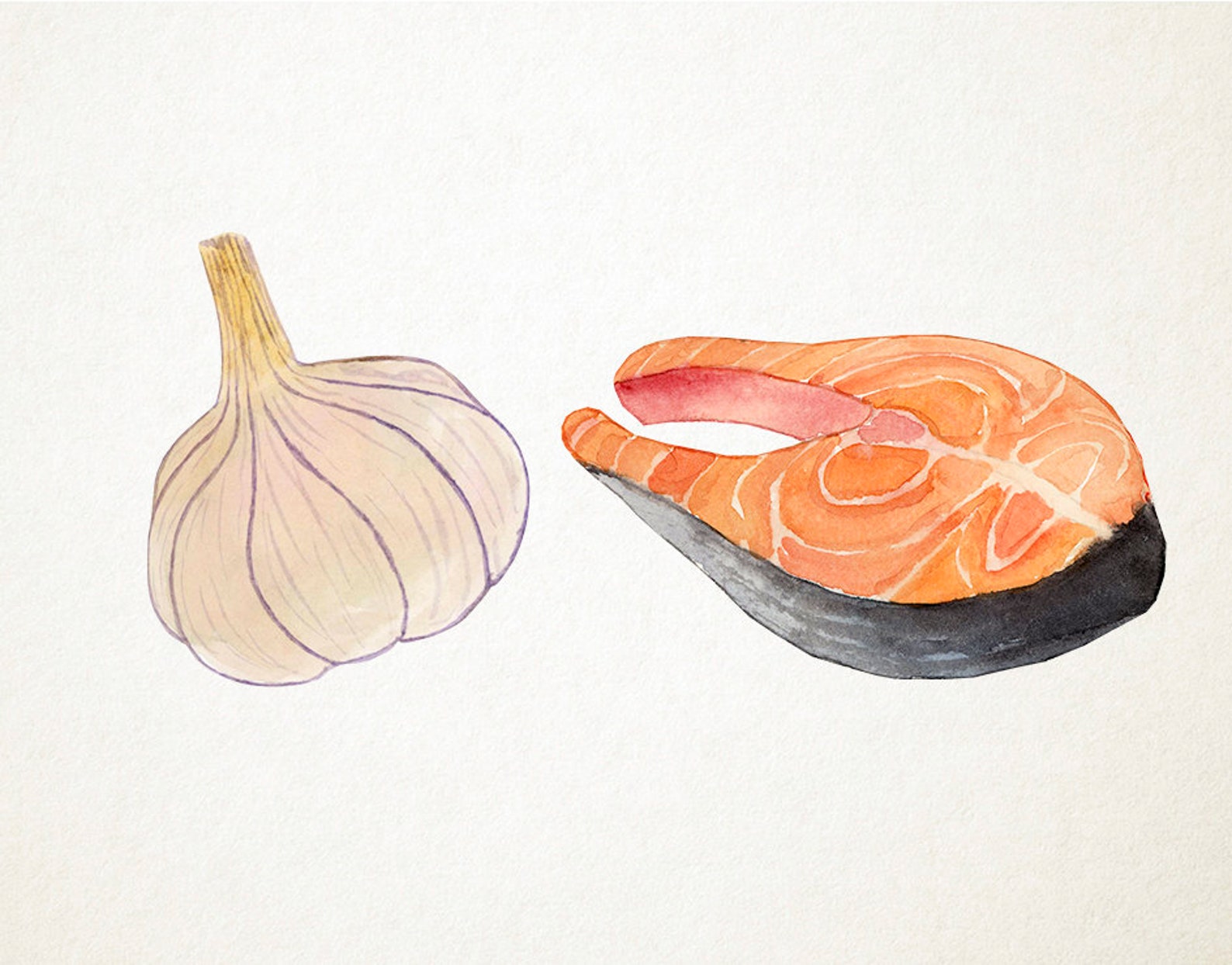 Watercolor Fresh Food Clipart, Organic Food Clipart, Healthy Food ...