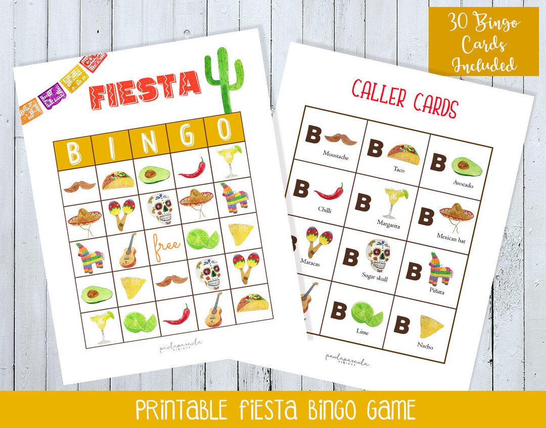 Fiesta Bingo, Mexican Bingo, Fiesta Game, Fiesta Bingo Cards, Cinco De ...