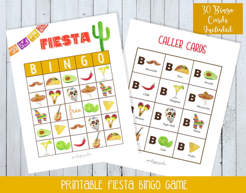 Fiesta Bingo Mexican Bingo Fiesta Game Fiesta Bingo Cards - Etsy