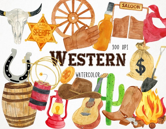 Western Clipart Cowboy Clipart Wild West Clipart Western | Etsy