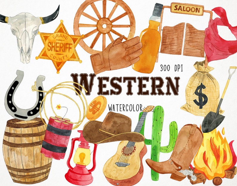 Western Clipart Cowboy Clipart Wild West Clipart Western | Etsy