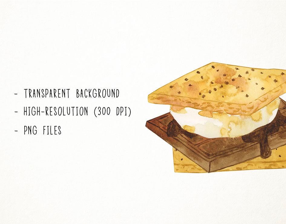 Smores Clipart Camping Clipart Campfire Clipart Watercolor - Etsy