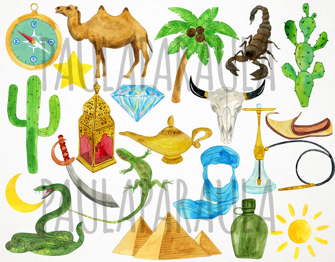 Watercolor Desert Clipart Arabian Clipart Arabian Desert - Etsy