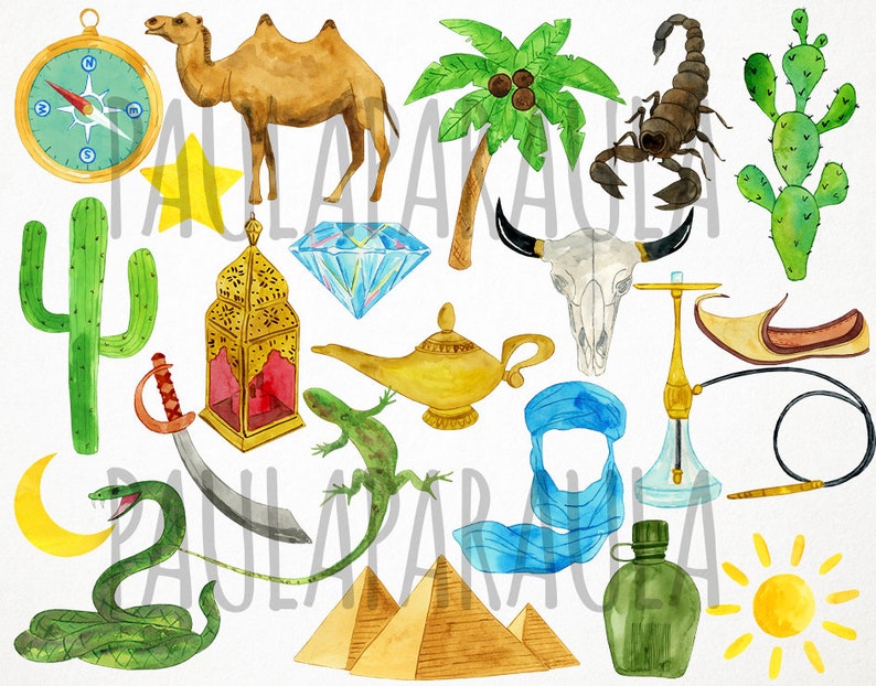 Watercolor Desert Clipart Arabian Clipart Arabian Desert - Etsy