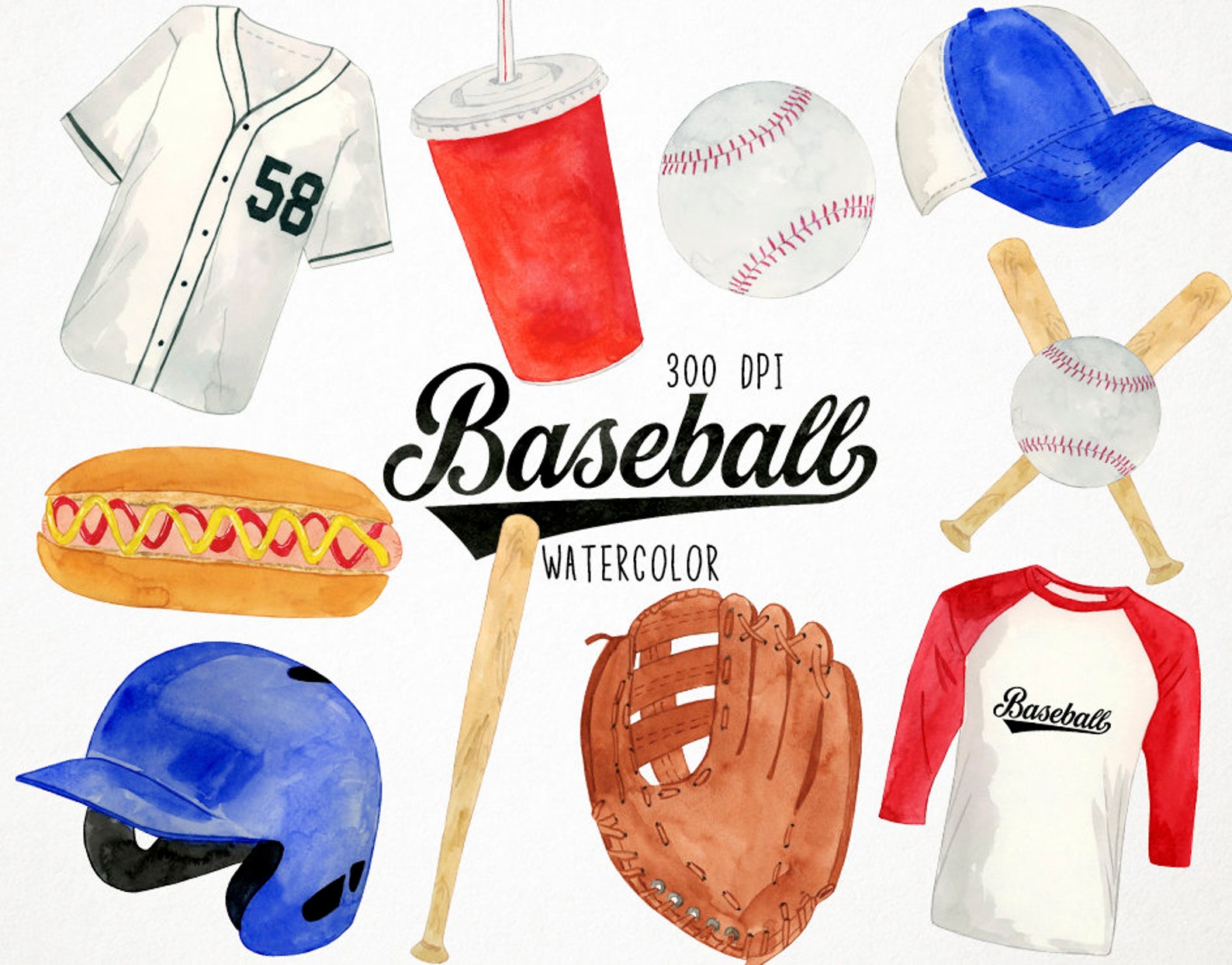 Baseball Clipart Baseball Clip Art Baseball Bat Clipart - Etsy