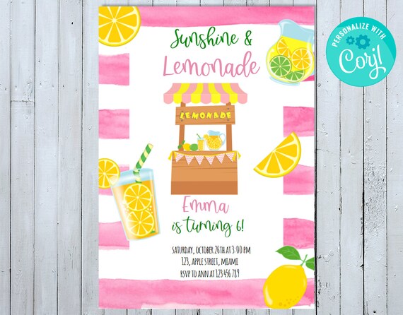 Editable Lemonade Invitation Lemonade Birthday Invitation - Etsy