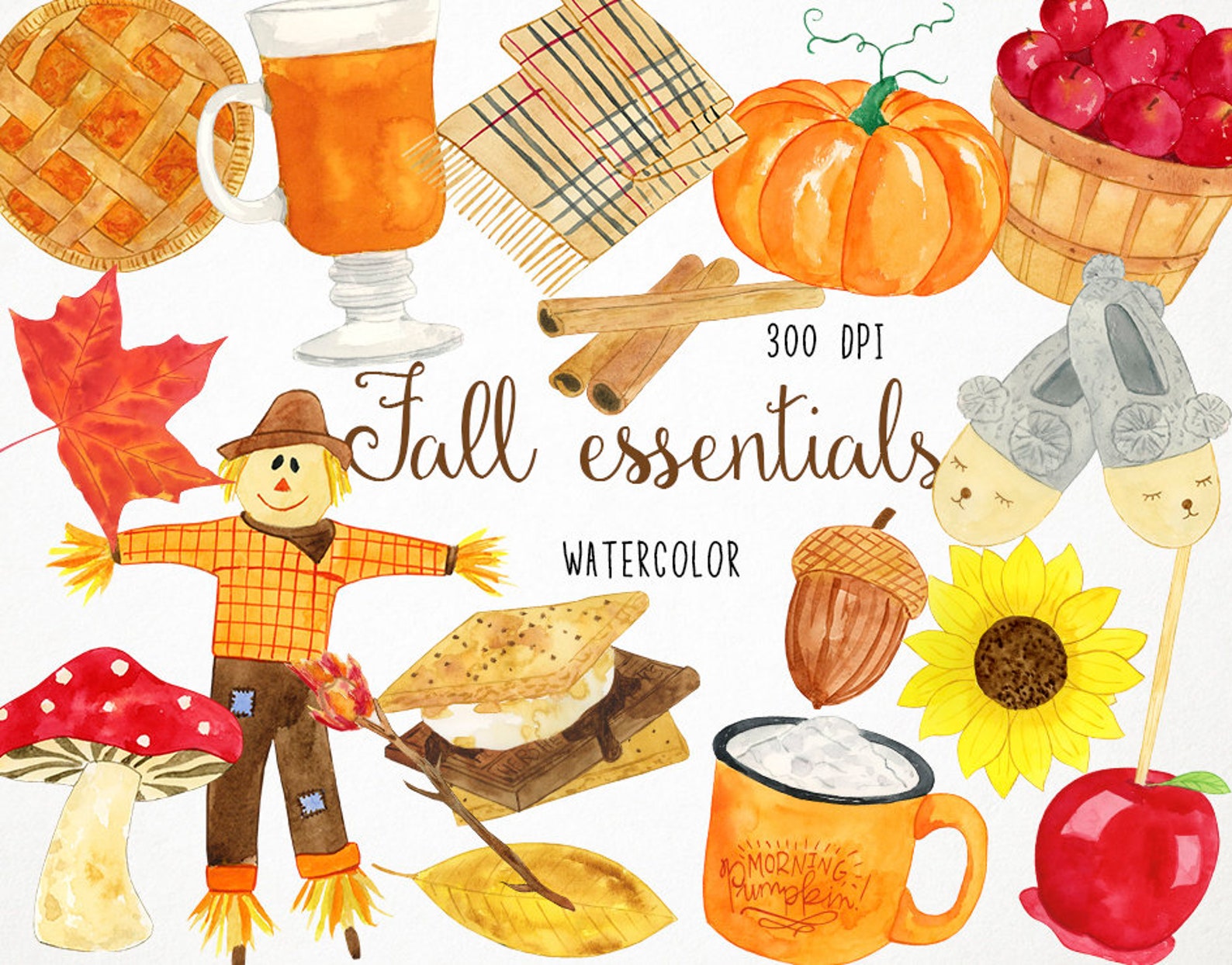 Fall Clipart Fall Clip Art Fall Watercolor Clipart Autumn | Etsy
