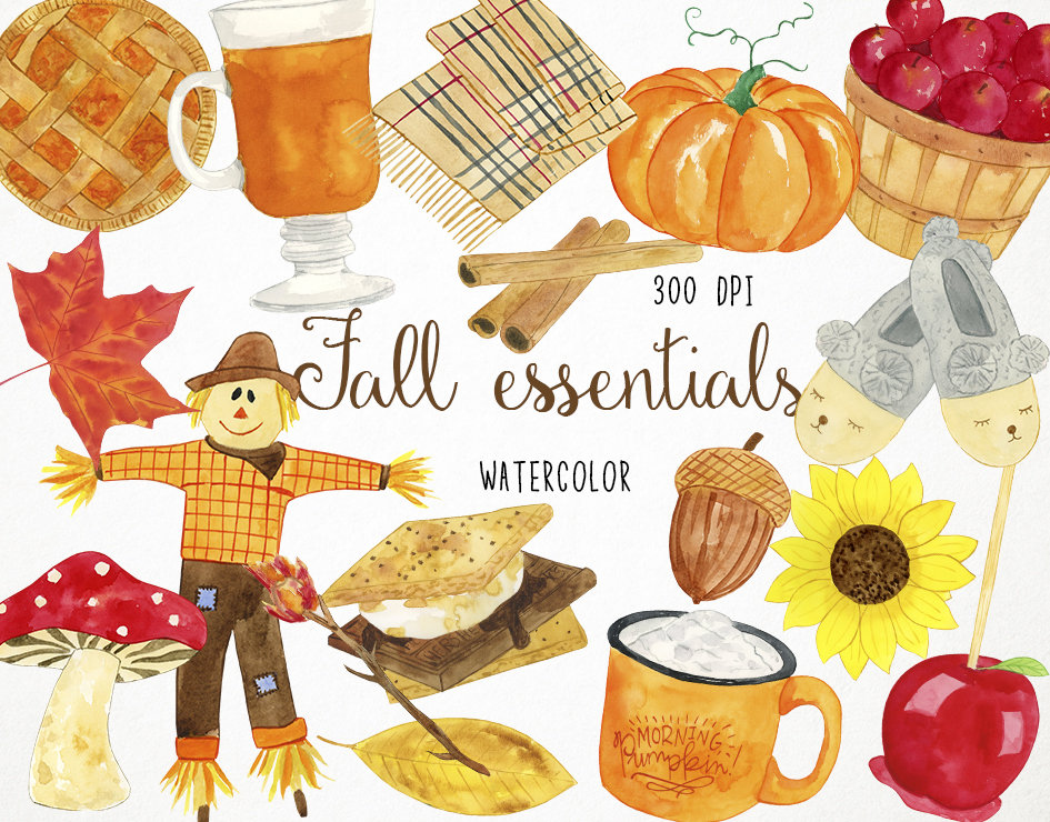 Fall Clipart Fall Clip Art Fall Watercolor Clipart Autumn | Etsy