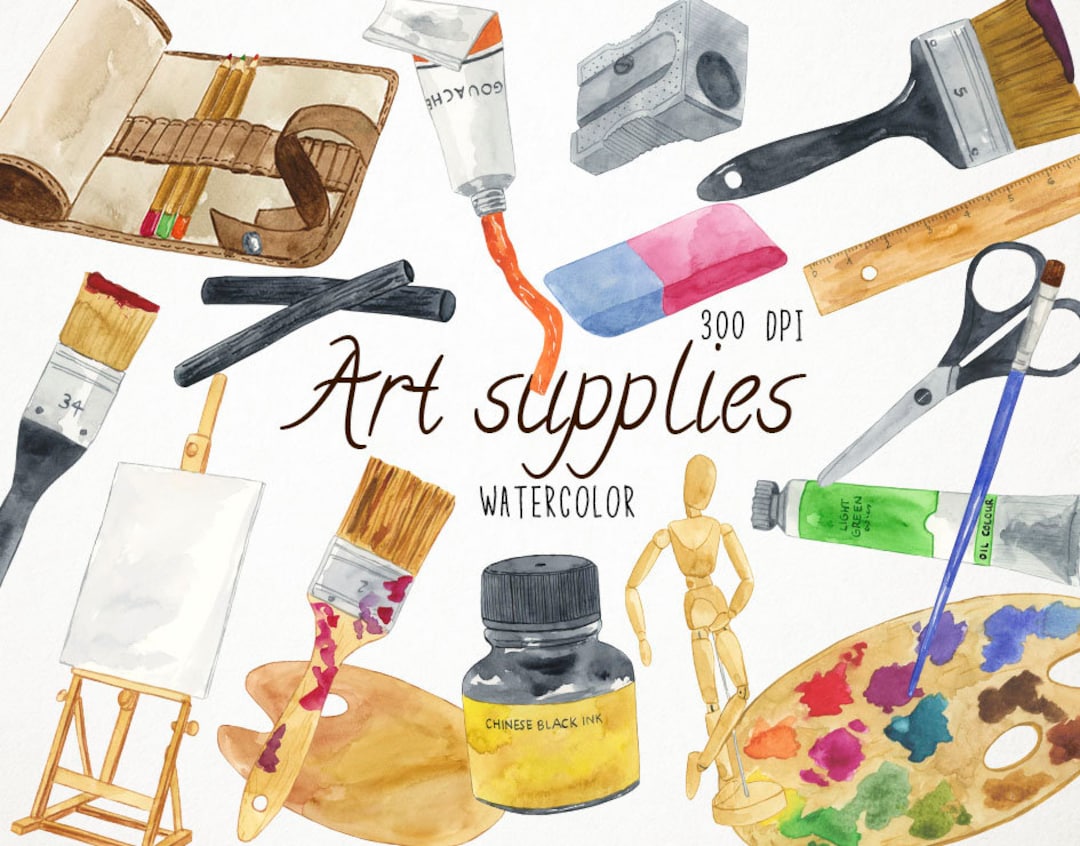 Art Clipart, Art Supplies Clipart, Watercolor Art, Artist Clipart ...