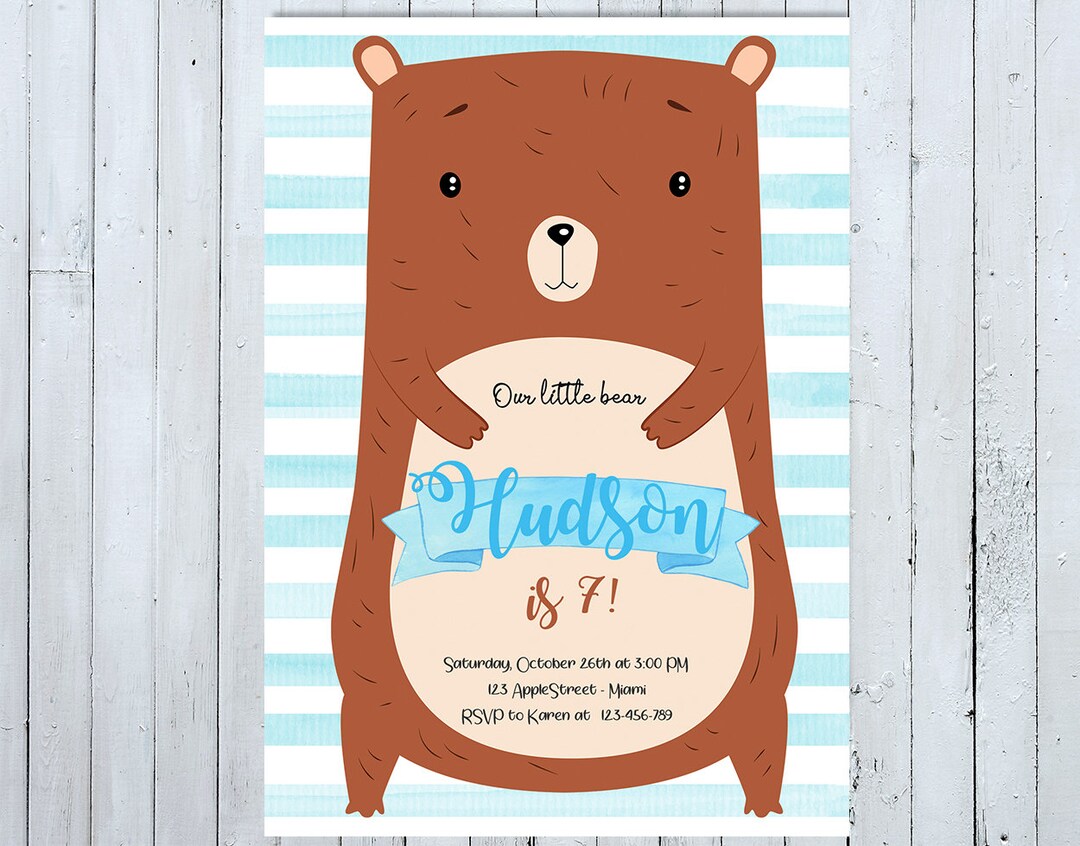 Bear Birthday Invitation, Teddy Bear Invitation, Our Little Bear ...
