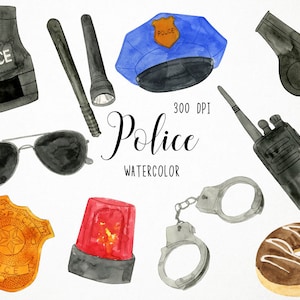 Police Clipart, Watercolor Police Clipart, Police Clip Art, Police ...