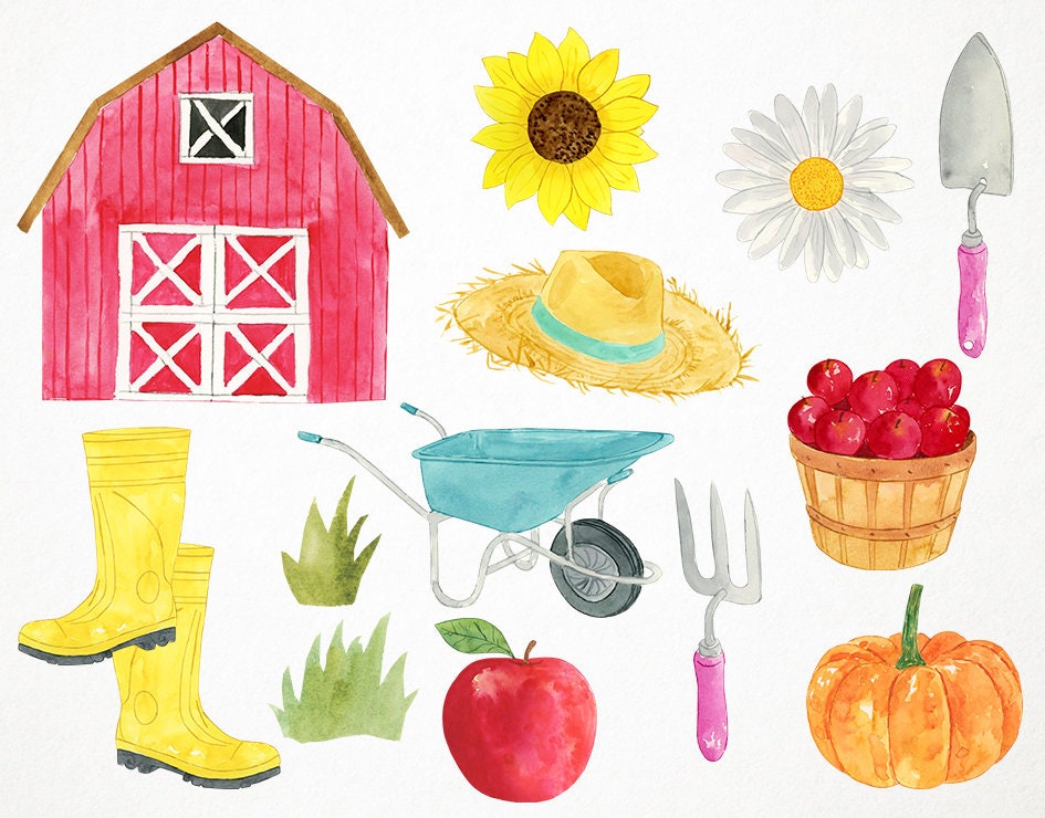 Farm Watercolor Clipart Farm Clipart Farm Animals Clipart - Etsy