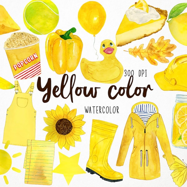 Yellow Items Clipart - Etsy