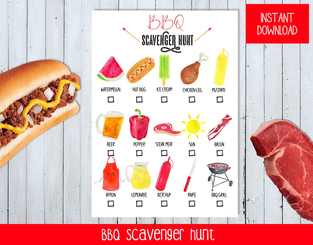 Printable BBQ Scavenger Hunt for Kids, Barbecue Scavenger Hunt for ...