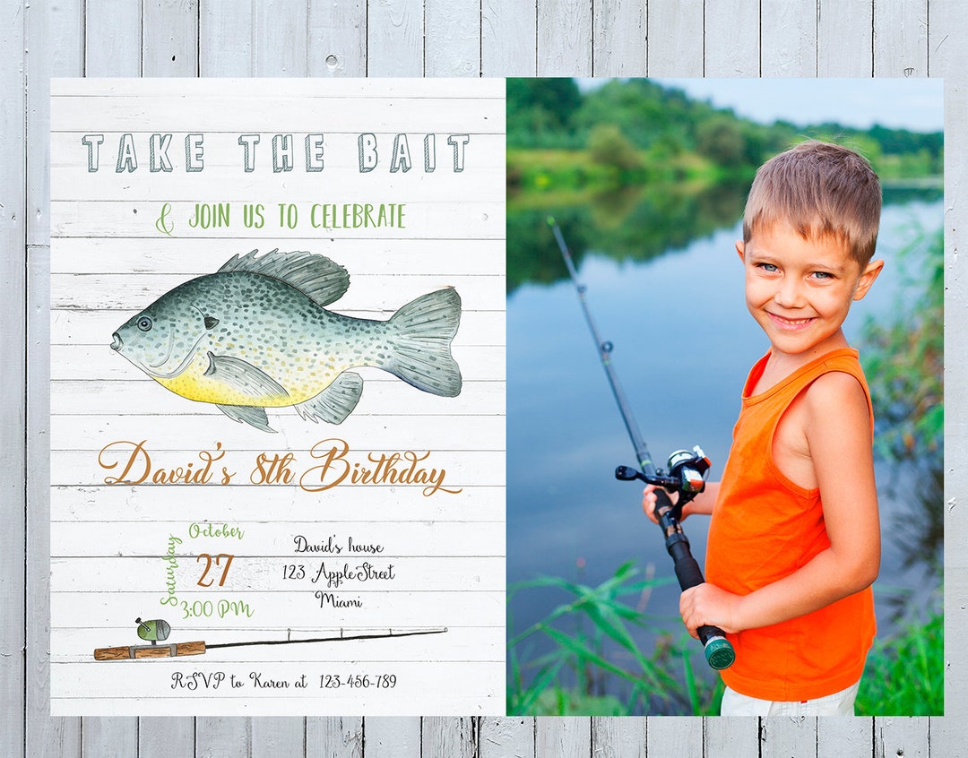Fishing Birthday Invitation With Photo, Fishing Invitation With Picture ...