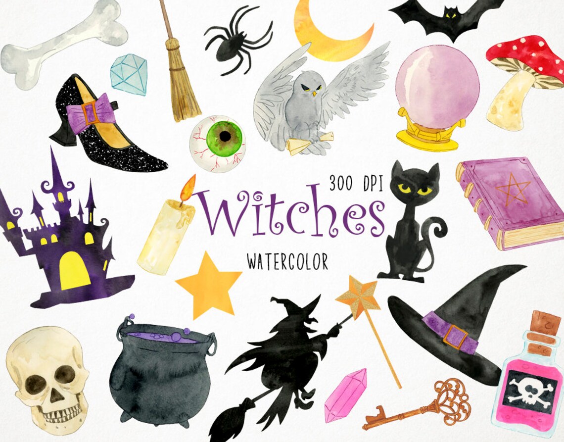 Halloween Clipart Magic Clipart Halloween Clip Art Witch - Etsy