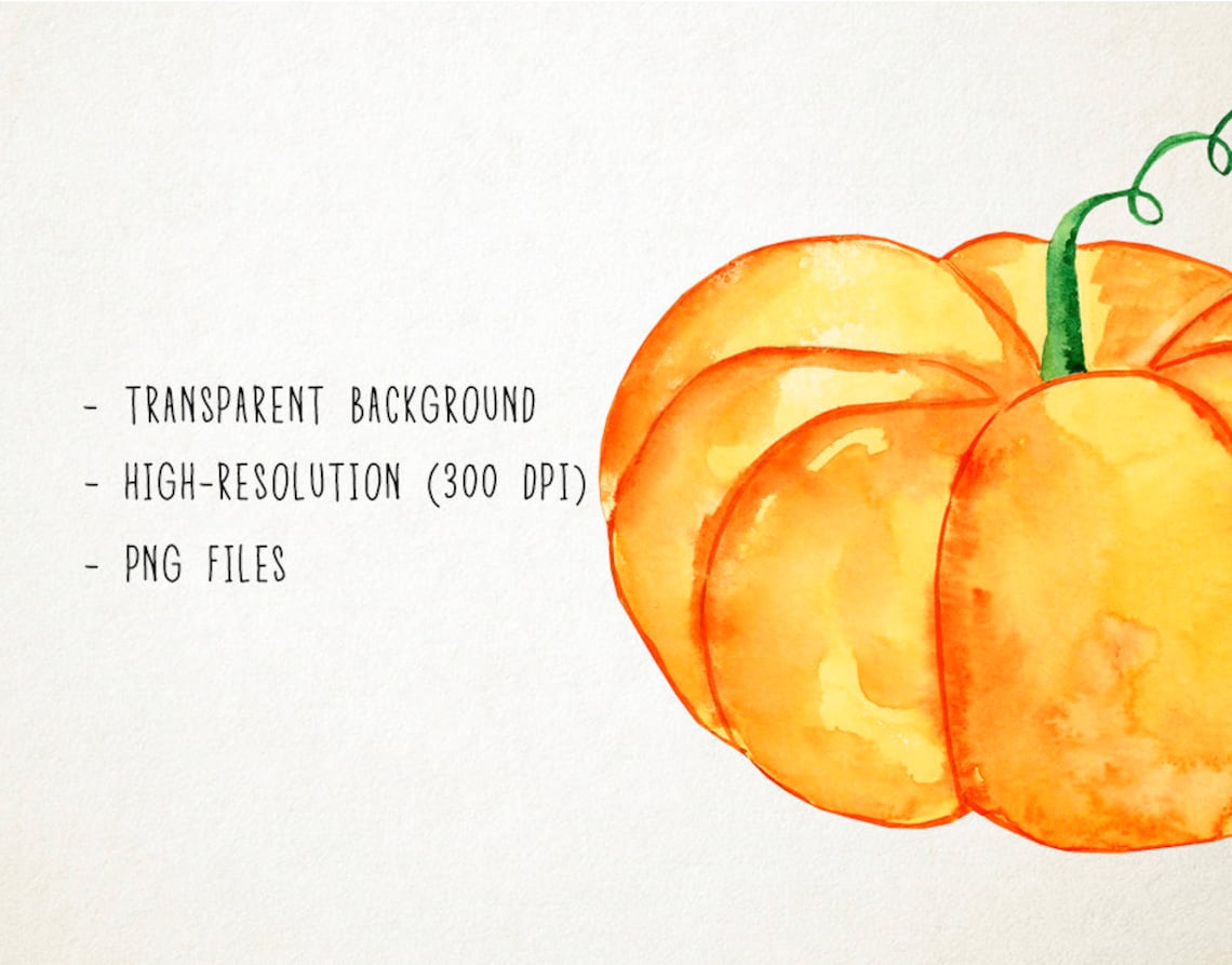 Watercolor Pumpkins Clipart Fall Clip Art Thanksgiving - Etsy