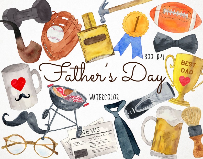 Watercolor Father's Day Clipart Father Clipart Dad - Etsy
