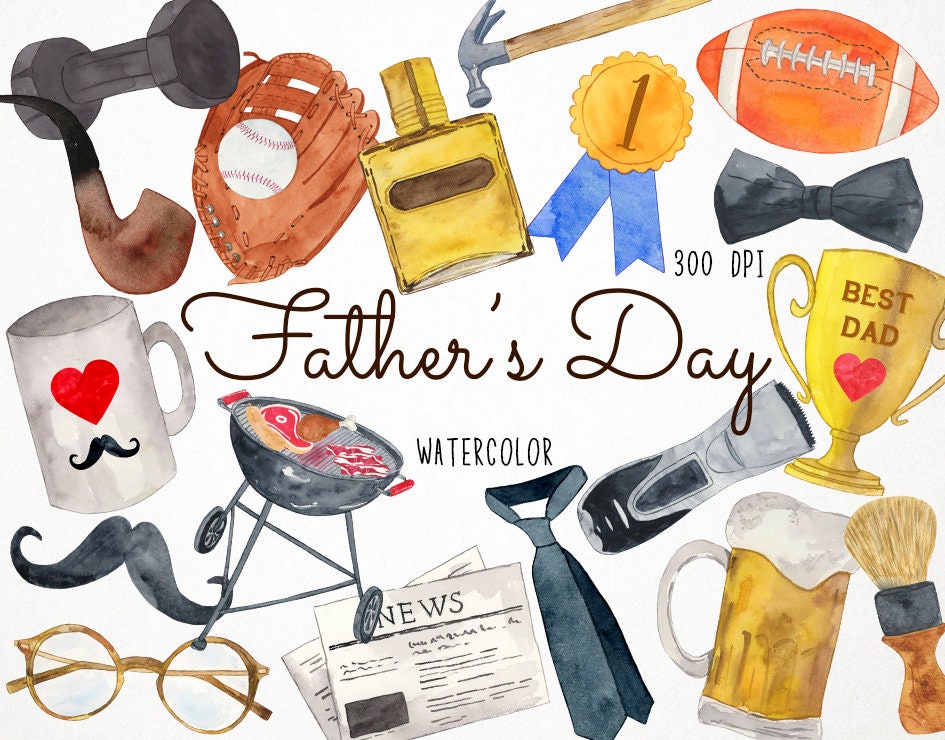 Watercolor Father's Day Clipart Father Clipart Dad - Etsy Australia